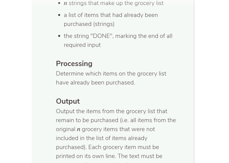 Solved Instructions You will be given a grocery list, filed | Chegg.com