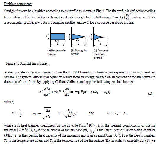 Problem statement: Straight fins can be classified | Chegg.com