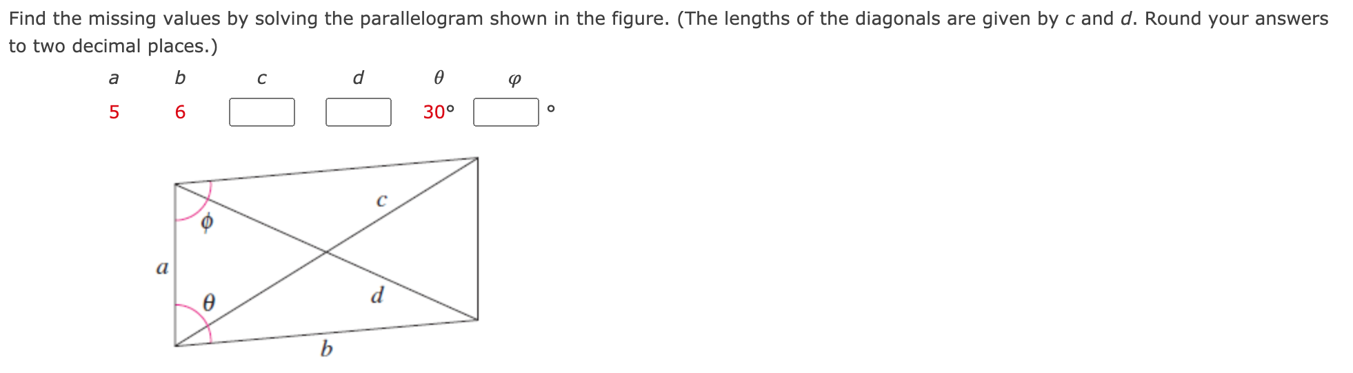 Solved Find the missing values by solving the parallelogram | Chegg.com