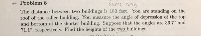 Solved Problem 8 samethng The distance between two buildings | Chegg.com