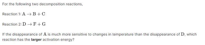 Solved For the following two decomposition reactions, | Chegg.com