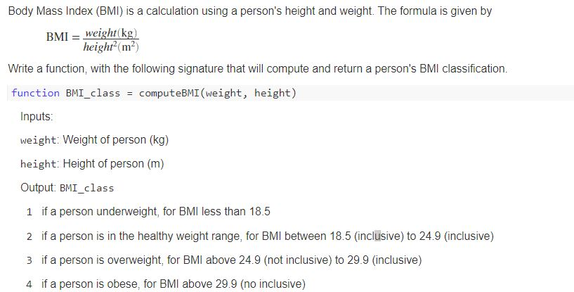 Solved Body Mass Index (BMI) is a calculation using a | Chegg.com