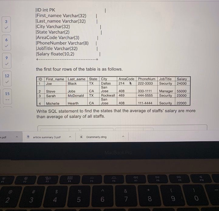 Solved Question 37 (4 points) Consider the following table | Chegg.com