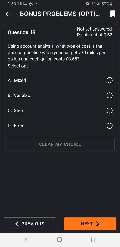Solved ← BONUS PROBLEMS (OPTI... Question 19 Not yet | Chegg.com