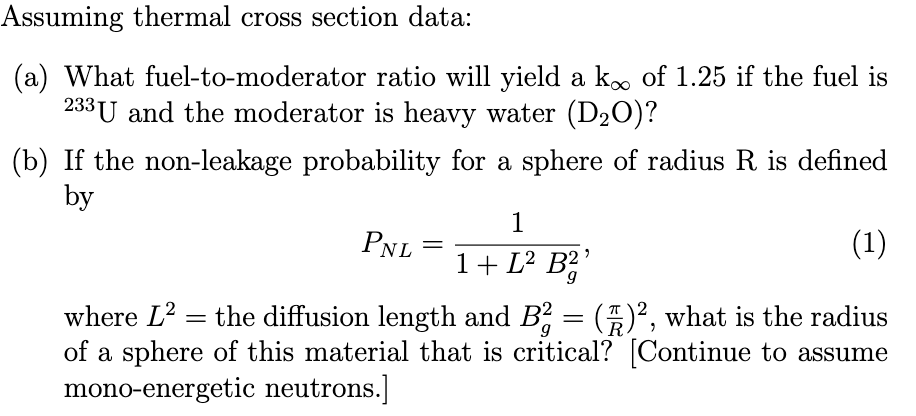 Assuming thermal cross section data: (a) What | Chegg.com