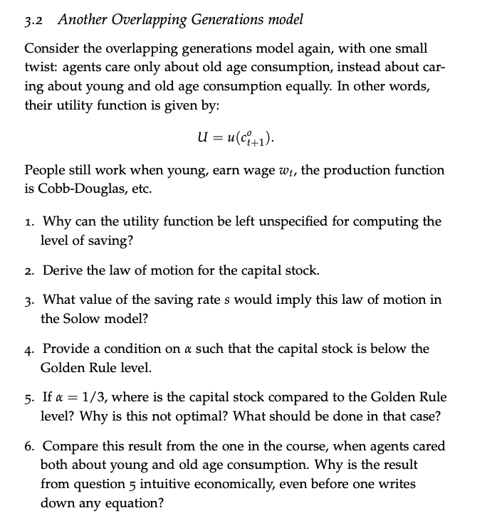 3.2 Another Overlapping Generations model Consider | Chegg.com
