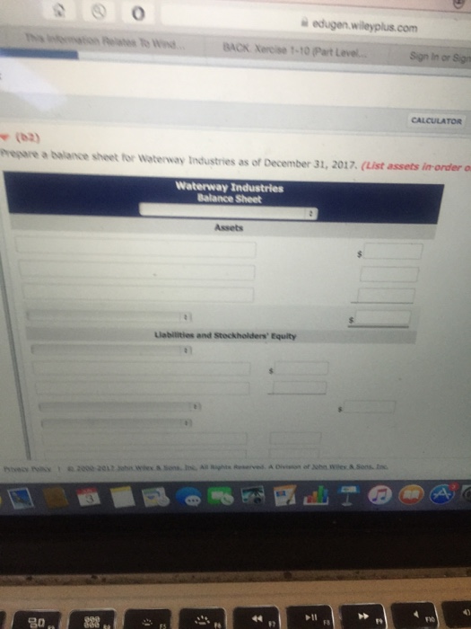 Solved Exercise 1-10 (Part Level Submission) Waterway | Chegg.com