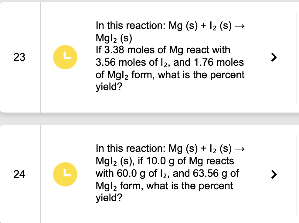 Solved In this reaction: Mg(s)+I2( s)→ Mgl2 (s) If 3.38 | Chegg.com