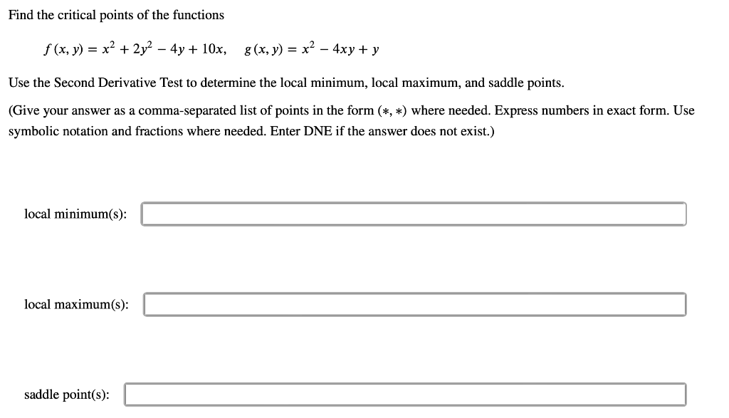 Solved Find the critical points of the functions f(x, y) = | Chegg.com