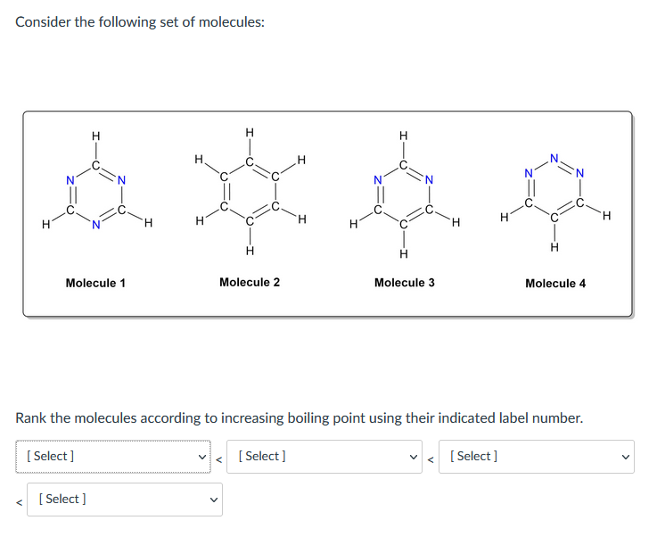 Solved Consider the following set of molecules: c . . . . . | Chegg.com