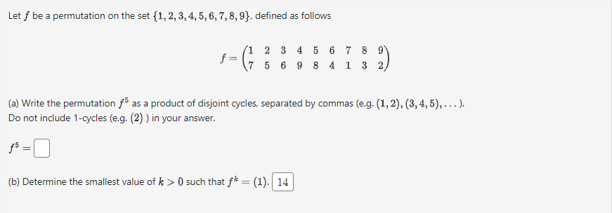 Solved Let f be a permutation on the set | Chegg.com