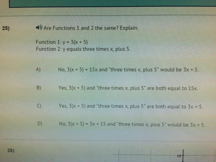 Solved 25) Are Functions 1 and 2 the same? Explain. Function | Chegg.com