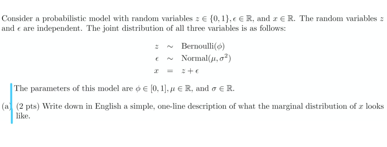 Solved Consider a probabilistic model with random variables | Chegg.com