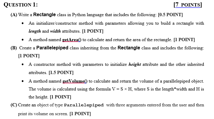 Solved QUESTION 1: (A) Write a Rectangle class in Python | Chegg.com