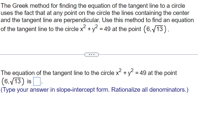Solved The Greek method for finding the equation of the | Chegg.com Solved The Greek method for finding the equation of the | Chegg.com