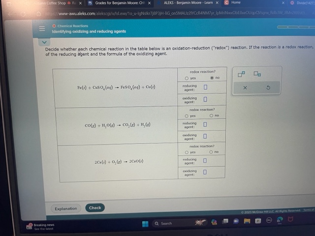 Solved Decide Whether Each Chemical Reaction In The Table