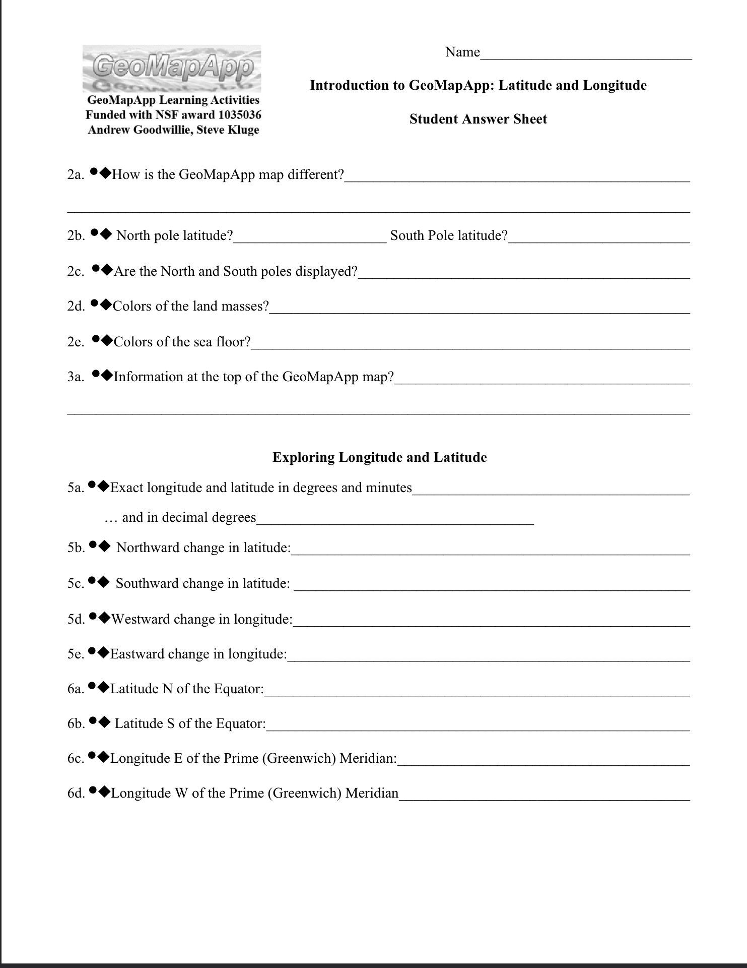 Solved Name Introduction to GeoMapApp: Latitude and | Chegg.com