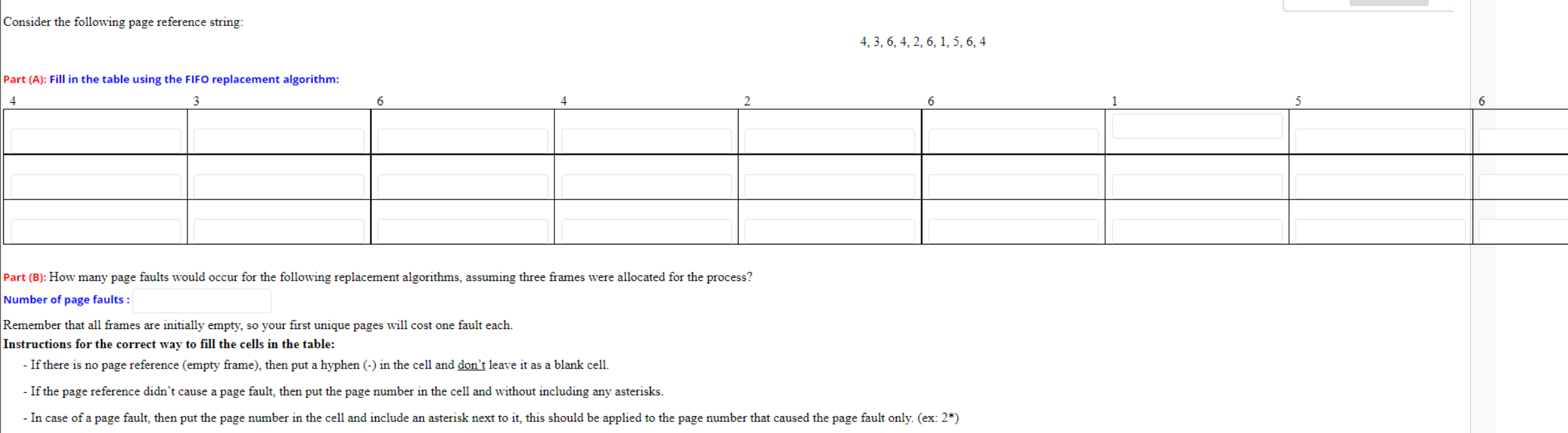 Consider the following page reference string: 4.3, 6, | Chegg.com