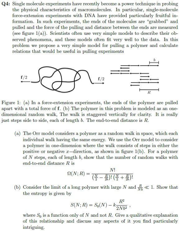 Q4: Single molecule experiments have recently become | Chegg.com