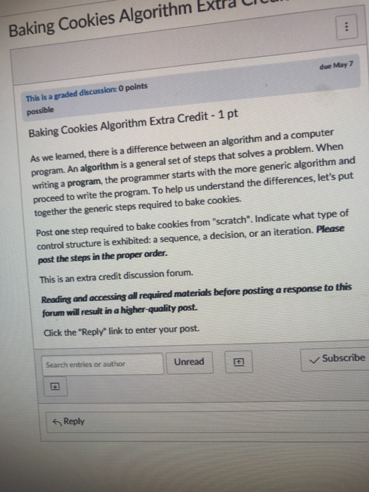 Solved Baking Cookies Algorithm Extrd due May 7 This is a | Chegg.com