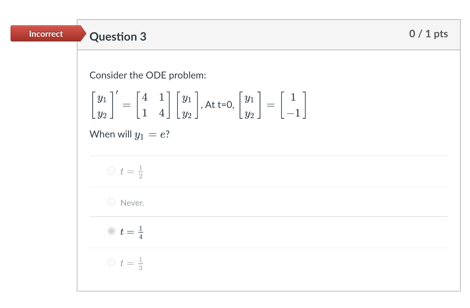 Solved Consider the ODE problem: [y1y2]′=[4114][y1y2], At | Chegg.com