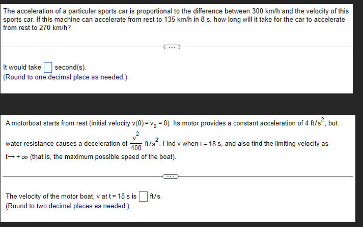 Solved The Acceleration Of A Particular Sports Car Is
