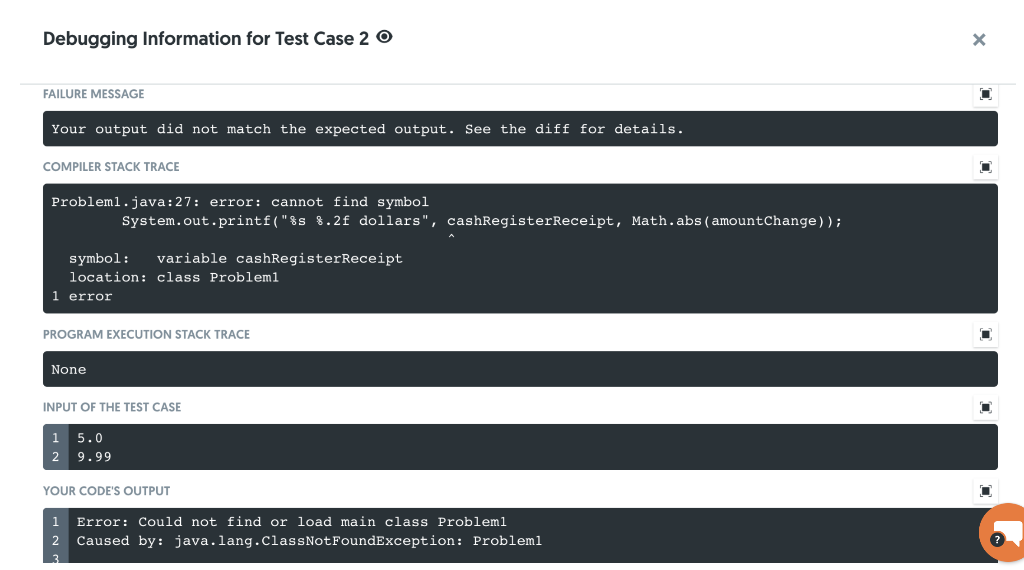 Solved Debugging Information for Test Case 2 O FAILURE | Chegg.com