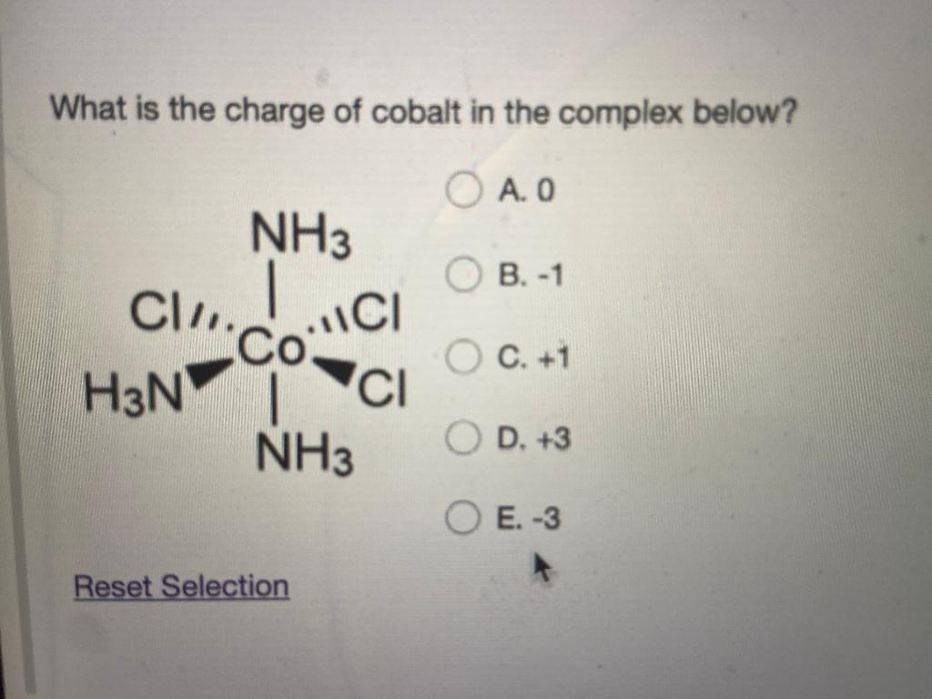 Solved What is the charge of cobalt in the complex below? | Chegg.com