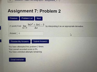 Solved WILH-1404 P ass 2 Assignment 7: Problem 2 Previous | Chegg.com