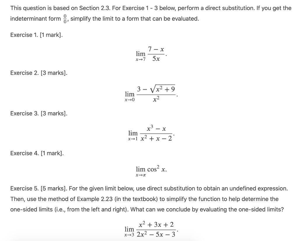 Solved This question is based on Section 2.3. For Exercise | Chegg.com