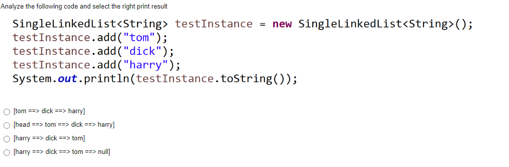 Solved Analyze the following code and select the right print | Chegg.com