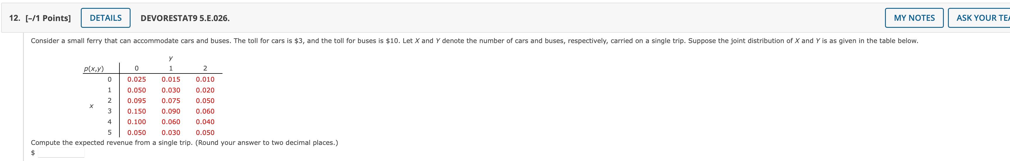 Solved 12. [-/1 Points] DETAILS DEVORESTAT9 5.E.026. MY | Chegg.com