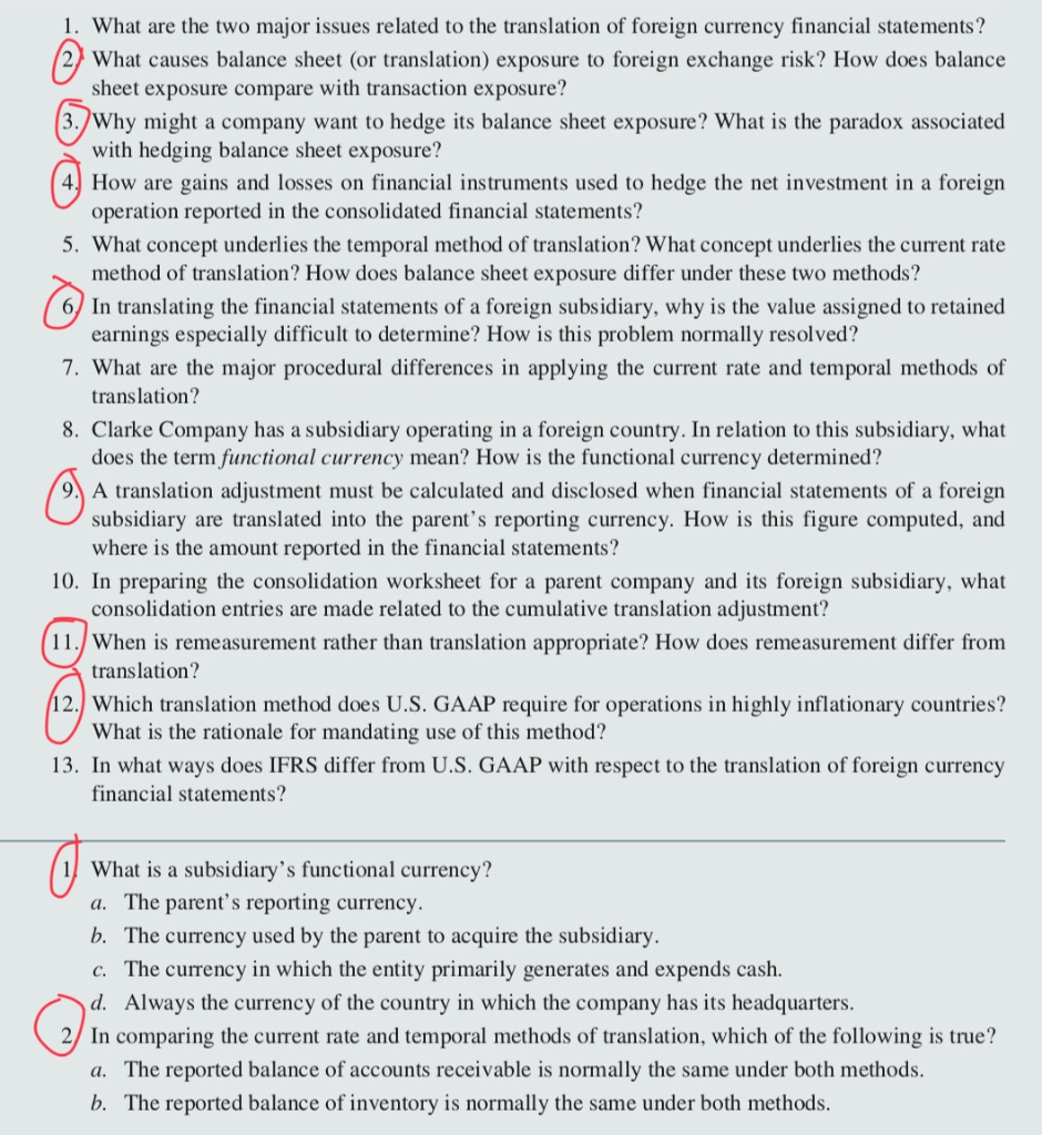 Solved Answer all circled questions. Also Show works for | Chegg.com