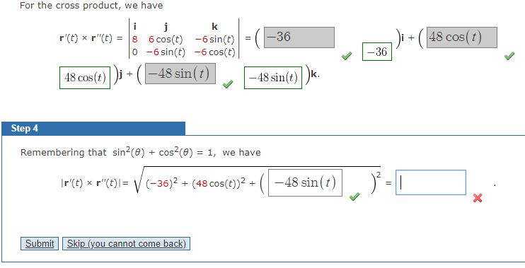 Solved For the cross product, we have | Chegg.com