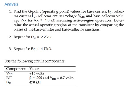 Solved VCC RC RB IC VBC VCE B VBE Figure 3.3: Circuit for | Chegg.com