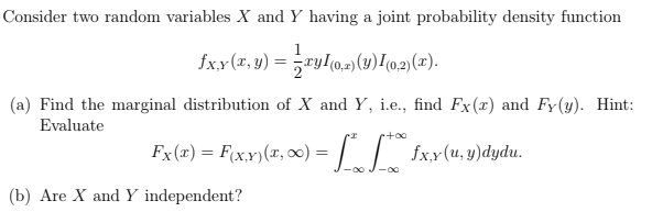 Solved Consider two random variables X and Y having a joint | Chegg.com