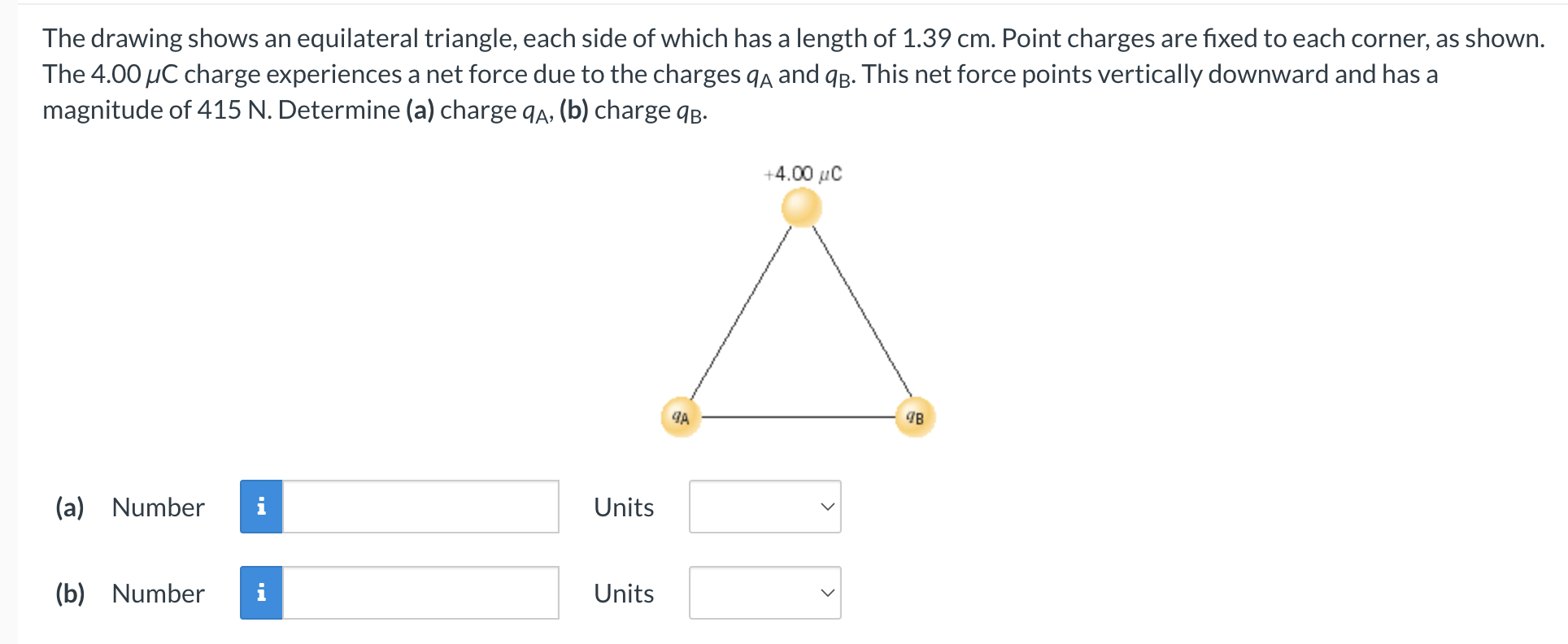 Solved The drawing shows an equilateral triangle, each side | Chegg.com
