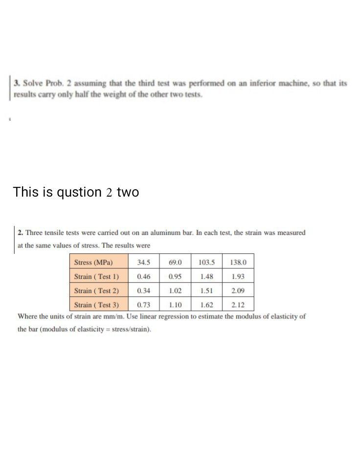 Solved 3. Solve Prob. 2 assuming that the third test was | Chegg.com