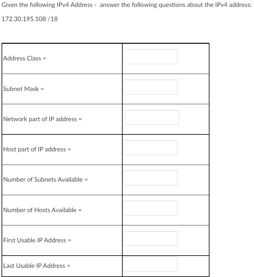 Solved Given the following IPv4 Address - answer the | Chegg.com