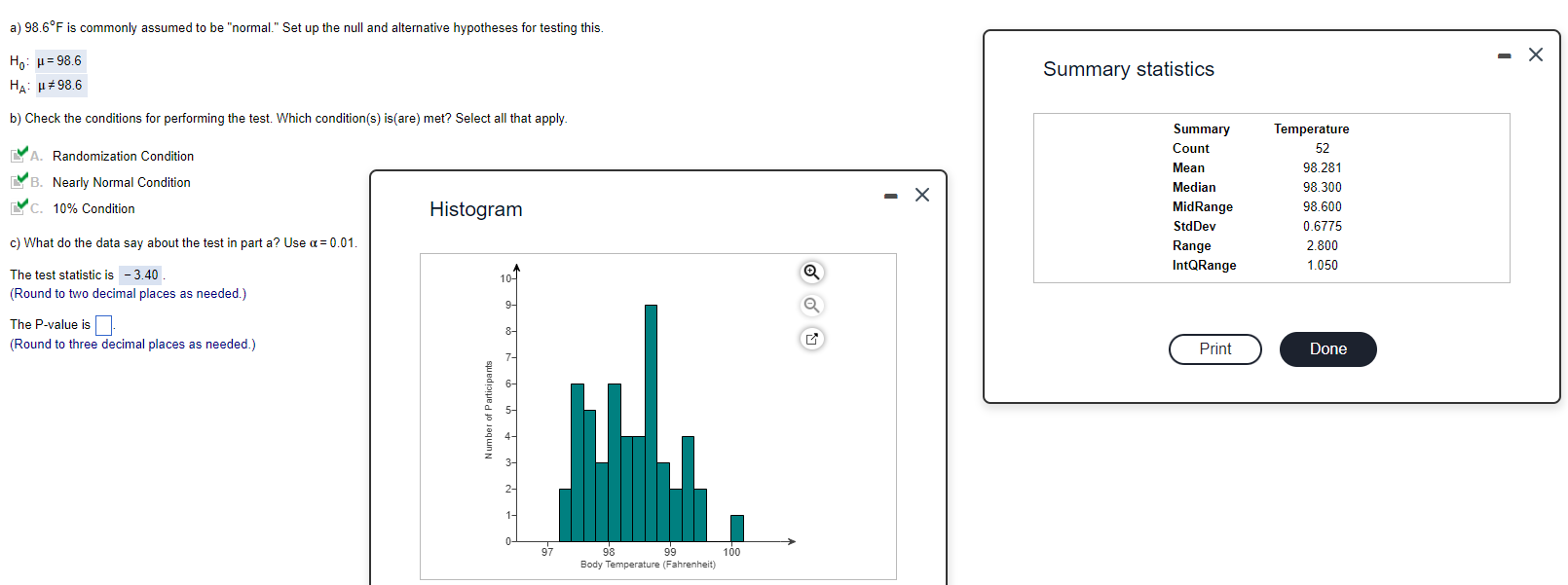Solved a) 98.6°F ﻿is commonly assumed to be "normal." Set up | Chegg.com