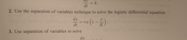 Solved 2. Use the separation of variables technique to solve | Chegg.com