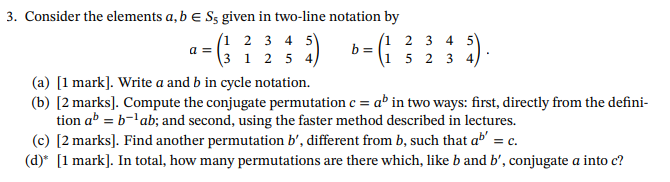 Solved a= 5 4 3. Consider the elements a, b e Ss given in | Chegg.com