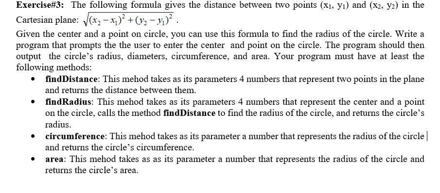 Solved Exercise#3: The following formula gives the distance | Chegg.com