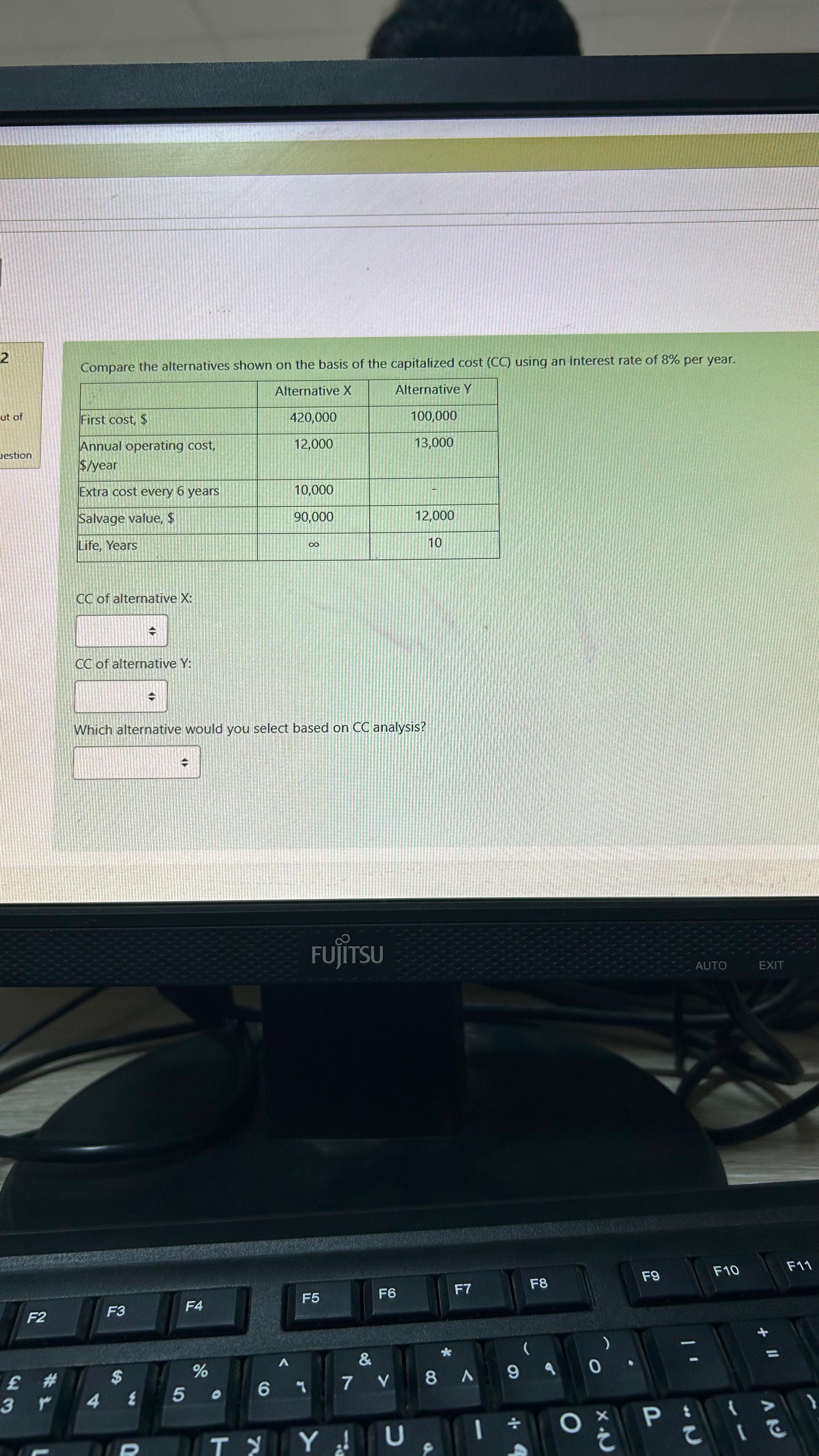 Solved Compare the alternatives shown on the basis of the | Chegg.com