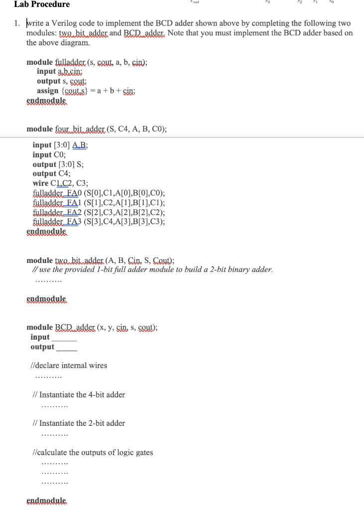 Solved BCD Adder A BCD adder is a circuit that performs | Chegg.com