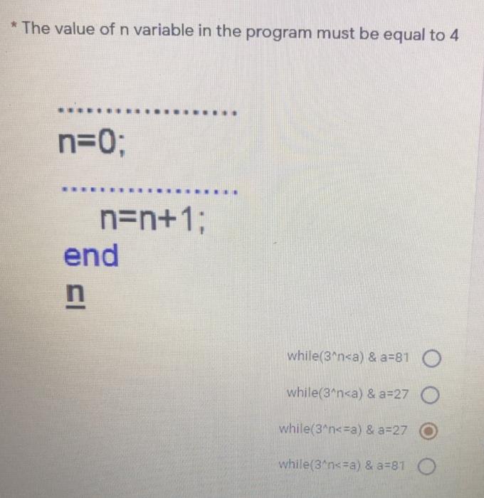 Solved * The value of n variable in the program must be | Chegg.com