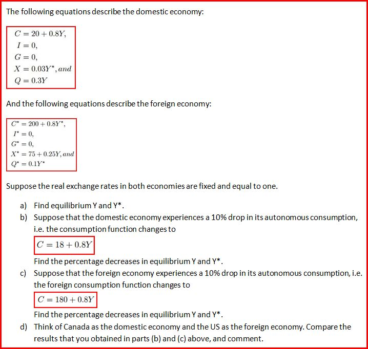 Solved The following equations describe the domestic | Chegg.com