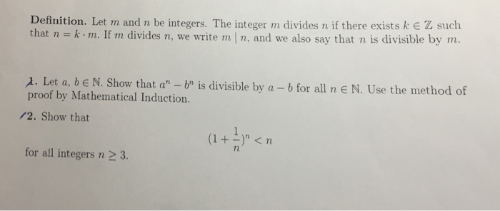 Solved Definition. Let m and n be integers. The integer m | Chegg.com