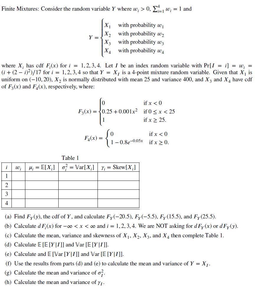 Finite Mixtures: Consider the random variable Y where | Chegg.com