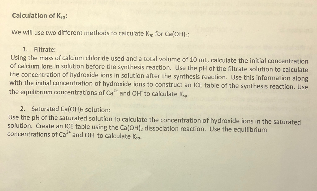 Solved Calculation of Ksp: We will use two different methods | Chegg.com